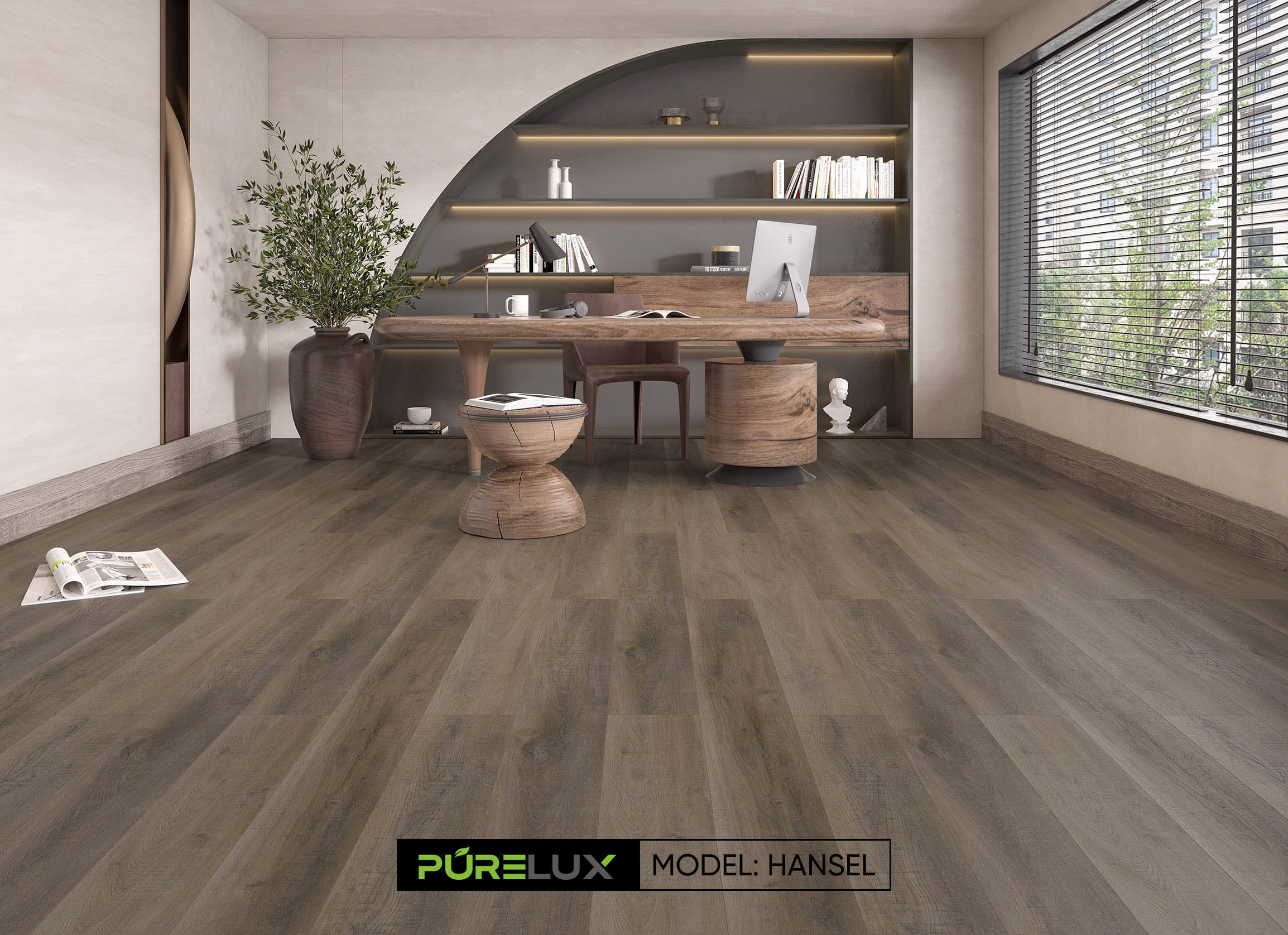 PureLux Journey Series Vinyl Flooring Hansel 60-3/4" x 7-13/64" x 11/32" |9 mm Thickness ...