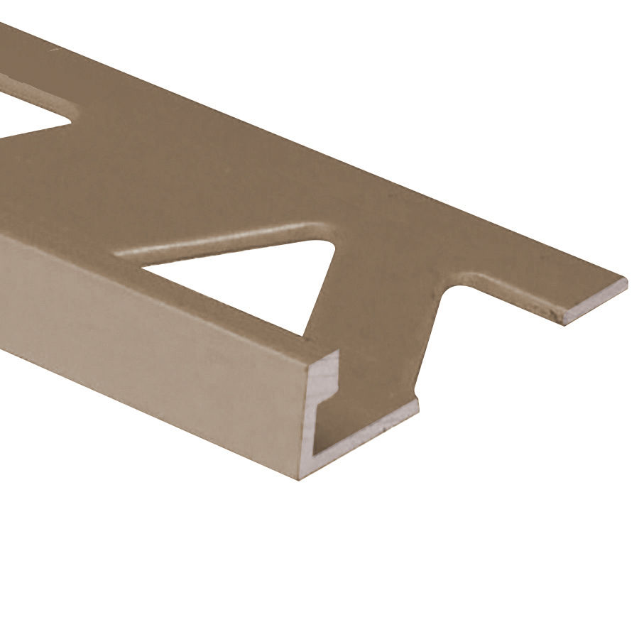 Prova - Aluminum Flat Tile Edge Satin Titanium 3/8" x 8' - Shopflooring.ca